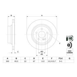 Bosch Bremsscheibe 0986479042 bel&uuml;ftet 300mm 22mm f&uuml;r Mercedes Chrysler