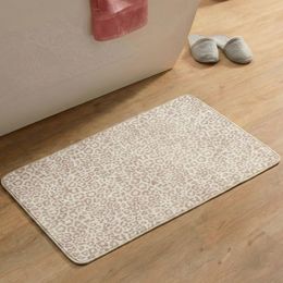 Badematte Gino Falcone "Aquata GF-171, Badvorleger, Badezimmer Teppich", rosa (beige), H:7mm, Kunstfaser, Badematten, Badematte, Badteppich, bedruckt, Leopardenmuster, rechteckig