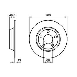 Bosch Bremsscheibe 0986478615 voll 280mm 13mm f&uuml;r VW