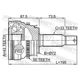 FEBEST Gelenksatz, Antriebswelle 0410v97wra50 radseitig f&uuml;r MITSUBISHI