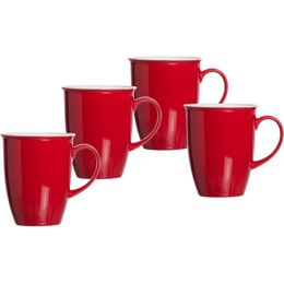 Ritzenhoff & Breker Becher RITZENHOFF & BREKER "Doppio", rot, H:10cm &Oslash;:9cm, Porzellan, Trinkgef&auml;&szlig;e, Becher, 4-teilig