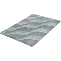 Badematte Kleine Wolke "&raquo;Onda&laquo;, Badvorleger, Badezimmer Teppich", grau (anthrazit), H:15mm, Polyacryl, Badematten, Badematte, Badteppich, modernes Ton in Ton Wellendesign, flauschig