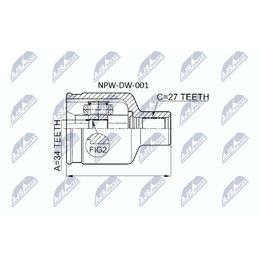 NTY Gelenksatz, Antriebswelle npwdw001 getriebeseitig f&uuml;r Opel