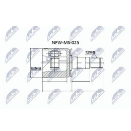 NTY Gelenksatz, Antriebswelle npwms025 getriebeseitig f&uuml;r MITSUBISHI