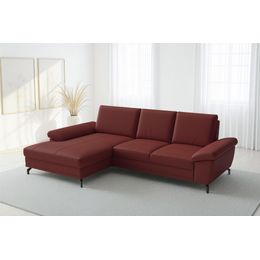 Sit & More Ecksofa SIT & MORE "Chelsea L-Form, B: 264 cm, Leder", merlot, B:264cm H:89cm T:174cm, Sofas, Ecksofa, optional mit Bettfunktion und Bettkasten