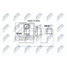 NTY Gelenksatz, Antriebswelle npwty025 getriebeseitig f&uuml;r TOYOTA