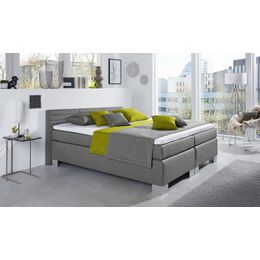 Boxspringbett Hapo "ATLANTA mit niedrigem Kopfteil", grau, B:210cm L:210cm, Komplettbetten, Boxspringbett, erh&auml;ltlich in verschiedenen Breiten, Farben & Matratzenarten