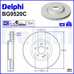 DELPHI Bremsscheibe bg9520c 330mm 32mm f&uuml;r Mercedes