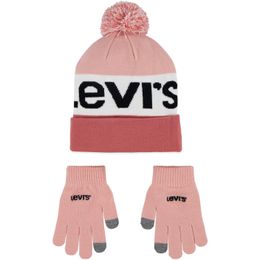 Bommelm&uuml;tze LEVI'S KIDS, Jungen, Gr. - (128/158), rosa (rapture rose), Obermaterial: 95% Polyacryl, 4% Polyamid, 1% Elasthan, M&uuml;tzen, im Set mit Handschuhen, f&uuml;r Gr&ouml;&szlig;en 128 bis 158