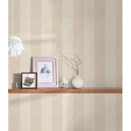 A.S. Cr&eacute;ation Vliestapete A.S. CR&Eacute;ATION "Natural Living Streifentapete", beige (beige wei&szlig;), B:0,53m H:0,01m L:10,05m, Vinyl, Vlies, Tapeten, Landhaus gestreift, PVC-Frei, skandinavisch