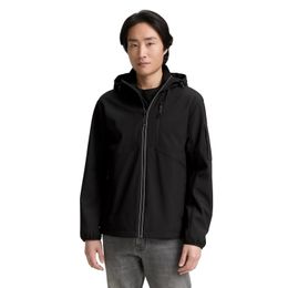 Softshelljacke Tom Tailor, Herren, Gr. XL, schwarz, Softshell, Obermaterial: 100% Polyester. Futter: 100% Polyester, unifarben, regular fit taillenbedeckt, elastischer Bund, Jacken Softshelljacke, mit Kapuze