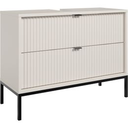 Waschbeckenunterschrank BASIC BY BALCULINA "Lucera BxHxT 80x60x32 cm", kaschmirfarben, B:80cm H:60cm T:32cm, Holzwerkstoff, Schr&auml;nke, Waschbeckenunterschrank, Breite 80cm, Unterflurauszug, Metallf&uuml;&szlig;e