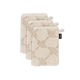 JOOP! Waschhandschuh JOOP "Waschlappen Doubleface 3er Pack" Gr. S, beige (creme cornflower), B:16cm, Obermaterial: 100% Baumwolle CO., Handt&uuml;cher