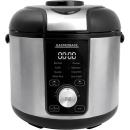 Gastroback Reiskocher "RiceControl low carb & steam 3 L", silber (silber, schwarz), B:27,8cm H:24cm T:25,1cm, Reiskocher