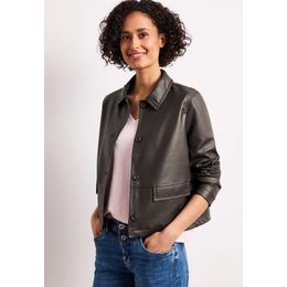 Lederimitatjacke Street One, Damen, Gr. 38, espresso braun, Stoff, Obermaterial: 100% Polyester. Futter: 100% Polyester, unifarben, normal normal, V-Ausschnitt, abgesteppt, Jacken, aus Lederimitat