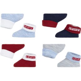 Socken LEVI'S KIDS "4PK Red Tab Bootie", M&auml;dchen, Gr. 1 (62/68), bunt (rot, blau, grau), Baumwollmischung, Socken Socken, im 8er-Pack, aus weicher Baumwollmischung, mit Elasthan-Anteil
