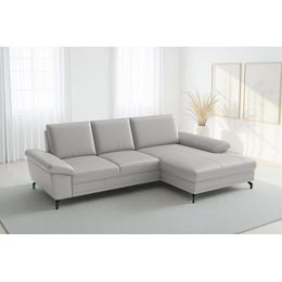 Sit & More Ecksofa SIT & MORE "Chelsea L-Form, B: 264 cm, Leder", light grau, B:264cm H:89cm T:174cm, Sofas, Ecksofa, optional mit Bettfunktion und Bettkasten