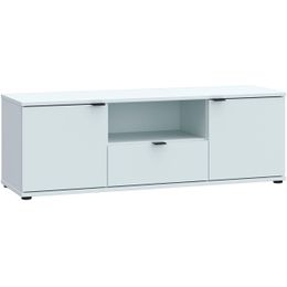 Lowboard FORTE "Ganymede", wei&szlig; (secret grau), B:129,8cm H:43,9cm T:41,3cm, Holzwerkstoff, Sideboards, Lowboard, TV Board, Stauraum, Schublade; Metallgriffe, Kabelf&uuml;hrung