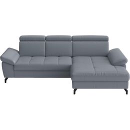 Sit & More Ecksofa SIT & MORE "Vanity L-Form, B: 264 cm, Leder", grau (graublau), B:264cm H:84cm T:181cm, Sofas, Ecksofa, Inkl.Sitz-,Kopf-und Armteilverstellung