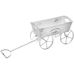 Blumentopf Locker "Leiterwagen", wei&szlig;, B:59cm H:19cm T:18cm, Metall, Pflanzgef&auml;&szlig;e