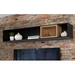 Wandboard FORTE "High Rock", schwarz, B:150,2cm H:26cm T:22,2cm, Dekorfolie, Holzwerkstoff, Regale, Wandboard, Breite 150 cm