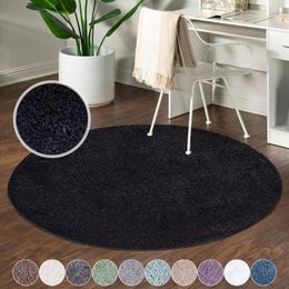 Hochflor-Teppich Carpet City "City Shaggy", schwarz, H:30mm &Oslash;:200cm, Polypropylen, Teppiche, Teppich Langflor, Uni, Shaggy, flauschig-weich