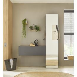 Garderoben-Set Home Affaire "GIRON/CiTY, moderne Garderobe, Komplettset mit viel Stauraum", grau (anthrazit), B:150cm H:200cm T:30cm, Holzwerkstoff, Kastenm&ouml;bel-Sets, enth&auml;lt H&auml;ngeschrank & Garderobenelement mit Spiegel, 150 cm breit
