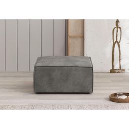 Hocker OTTO HOME "SHERWOOD", grau (dunkelgrau), B:80cm H:42cm T:80cm, 100% Polyester, Hocker, Hocker, Hocker quadratisch, ideale Erg&auml;nzung zum Loveseat SHERWOOD