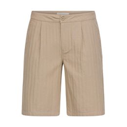 Chinoshorts Blend "Chinoshorts BHMorgan Linen Mix Pleated", Herren, Gr. M, N-Gr, beige (crockery), Obermaterial: 80% Baumwolle CO. 20% Leinen LI., Hosen Chinoshorts