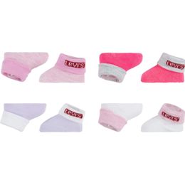 Socken LEVI'S KIDS "4PK Red Tab Bootie", M&auml;dchen, Gr. 1 (62/68), bunt (rosa, wei&szlig;, lila), Baumwollmischung, Socken Socken, im 8er-Pack, aus weicher Baumwollmischung, mit Elasthan-Anteil