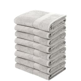 Handt&uuml;cher OTTO HOME "Juna, als Set und Serie erh&auml;ltlich, 8 Handt&uuml;cher, 50x100cm", grau (hellgrau), B:50cm L:100cm, Walkfrottier, Baumwolle, Handt&uuml;cher, 8-tlg. Handtuch-Set, 100% Baumwolle, mit Bord&uuml;re, Uni-Farben, weich