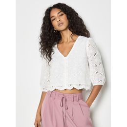 Klassische Bluse Apricot "Bluse", Damen, Gr. S (36), wei&szlig;, gewebt, Obermaterial: 100% Baumwolle CO., V-Ausschnitt, Elastisch, Blusen Bluse, Stickerei