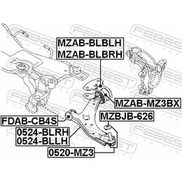 FEBEST Lagerung, Lenker mzabblblh Vorderachse unten f&uuml;r Ford Volvo MAZDA