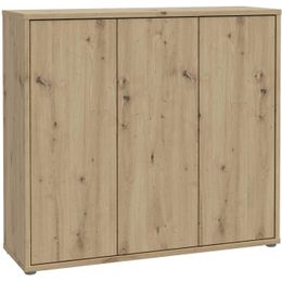 Schuhschrank FORTE "Alice Springs, Schuhschrank, Platz f&uuml;r 20 Paar Schuhe, 3 T&uuml;ren", braun (artisan eiche), B:109,2cm H:99,1cm T:34,9cm, Holzwerkstoff, Schr&auml;nke, Schuhschrank, Stauraumschrank, Mehrzweckschrank, grifflose Front, Push to open