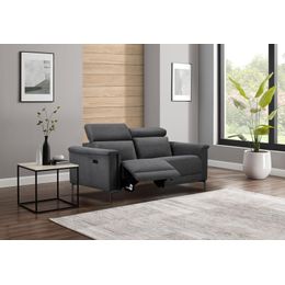 2-Sitzer OTTO HOME "Lund, mit Relaxfunktion und Kopfteilverstellung", grau (anthrazit), B:160cm H:97cm T:100cm, Webstoff 100% Polyester, Sofas, manuell od. elektrisch (m.USB-C), Echtleder, Kunstleder, Webstoff
