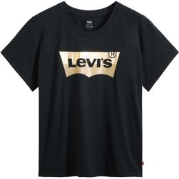 LEVI'S&reg; PLUS T-Shirt LEVI'S PLUS "PERFECT TEE", Damen, Gr. XXXL (54/56), glitter foil w mineral schwarz, Jersey, Obermaterial: 100% Baumwolle, bequem normal, Rundhals, Shirts T-Shirt, Figurumspielende Passform