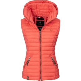 Steppweste Navahoo "Shadaa", Damen, Gr. XS (34), rot (coral), Oberstoff: 100% Nylon. Futter: 100% Polyester. Wattierung: 100% Polyester, tailliert h&uuml;ftbedeckend, Westen Steppweste, stylische &auml;rmellose Damen Weste mit Kapuze