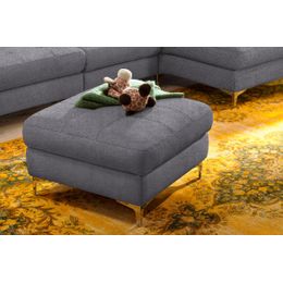 Polsterhocker Home Affaire "Basel", grau (elephant), B:75cm H:47cm T:75cm, Luxus-Mikrofaser Lederoptik: 100% Polyester;Struktur: 85% Polyester, 15% Viskose, Hocker, Polsterhocker, passend zur Basel-Serie