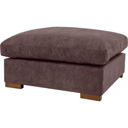 Polsterhocker Home Affaire "Coray", braun (dunkelbraun), B:92cm H:47cm T:92cm, 100% PES, Hocker, Polsterhocker, mit Federn und Daunen