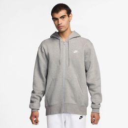 Kapuzensweatshirt Nike Sportswear "M NK CLUB BB FZ HOODIE", Herren, Gr. M, dk grau heather, lt smoke grau, wei&szlig;, Jersey, Obermaterial: 80% Baumwolle, 20% Polyester, normal, Rundhals, Sweatshirts, sportlicher Stil, f&uuml;r sportliche Aktivit&auml;ten und Freizeit