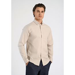 Businesshemd LINDBERGH "Oxford-Hemd Relaxed Fit", Herren, Gr. L, Normalgr&ouml;&szlig;en, beige (faded sand mix), Obermaterial: 97% Baumwolle, 3% Elasthan, Hemden