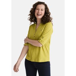 3/4-Arm-Shirt STOOKER WOMEN "MARIE T-Shirt 3/4 - Arm", Damen, Gr. 44/46, gr&uuml;n (gr&uuml;n oil), Jersey, 100% Baumwolle, regular fit, Rundhals, Shirts 3/4-Arm-Shirt, Regular Fit Slub Yarn Baumwolle Henley Shirt Knopfleiste f&uuml;r Damen