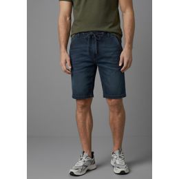 Jogg-Jeansbermudas Arizona, Herren, Gr. 48, N-Gr, dunkelblau used, Denim/Jeans, Obermaterial: 98% Baumwolle, 2% Elasthan, unifarben, regular fit kniefrei, Jeans, Regular Fit, gerades Bein, niedrige Leibh&ouml;he, mit Kordelzug