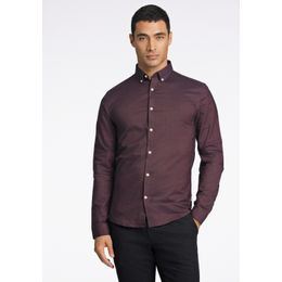 Businesshemd LINDBERGH "Oxford-Hemd Relaxed Fit", Herren, Gr. L, Normalgr&ouml;&szlig;en, rot (deep rot mix), Obermaterial: 97% Baumwolle, 3% Elasthan, Hemden