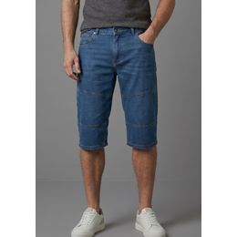 Jeansbermudas Arizona, Herren, Gr. 46, N-Gr, blau (mid blau used), Denim/Jeans, Obermaterial: 100% Baumwolle, unifarben mit Farbeinsatz, regular fit kniebedeckend, Jeans, Regular Fit, gerade geschnittenes Bein, niedrige Leibh&ouml;he