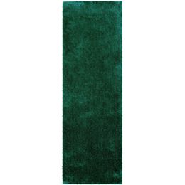 Hochflor-L&auml;ufer Bruno Banani "Dana Teppich, Kundenliebling" Gr. 11, gr&uuml;n (dunkelgr&uuml;n), B:67cm H:30mm L:250cm, Kunstfaser, Teppiche, Br&uuml;cke, uni, weich, Mikrofaser, Diele, Flur, Wohnzimmer, Schlafzimmer