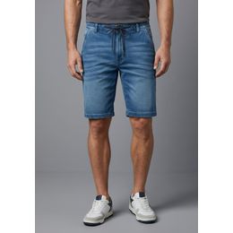 Jogg-Jeansbermudas Arizona, Herren, Gr. 48, N-Gr, blau used, Denim/Jeans, Obermaterial: 98% Baumwolle, 2% Elasthan, unifarben, regular fit kniefrei, Jeans, Regular Fit, gerades Bein, niedrige Leibh&ouml;he, mit Kordelzug