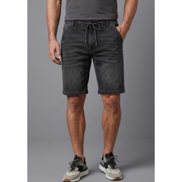Jogg-Jeansbermudas Arizona, Herren, Gr. 48, N-Gr, dunkelgrau used, Denim/Jeans, Obermaterial: 98% Baumwolle, 2% Elasthan, unifarben, regular fit kniefrei, Jeans, Regular Fit, gerades Bein, niedrige Leibh&ouml;he, mit Kordelzug