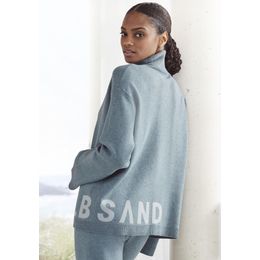 Sweater ELBSAND, Damen, Gr. 32/34, blau (petrol), Feinstrick, Obermaterial: 50% Viskose, 28% Polyester, 22% Polyamid, meliert, bequem h&uuml;ftlang, Sweatshirts Sweater, Rollkragenpullover aus hochwertigem Strick, Loungewear