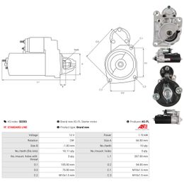 AS-PL Starter s0393 f&uuml;r Volvo DAF MITSUBISHI RENAULT